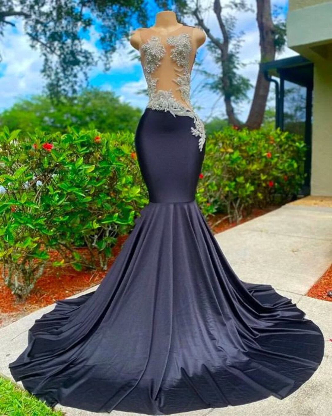 Black Embellished Long Prom Dress, Mermaid Dress,long Reception Dress ...