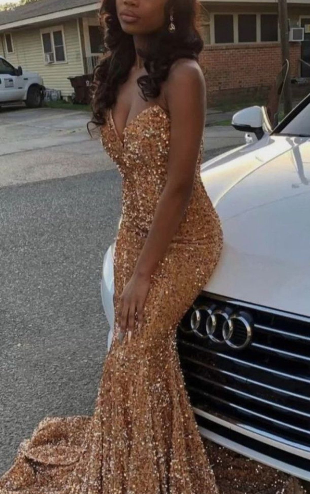 Classy Long Gold Mermaid Dress, Strapless Dress,long Reception Dress ...