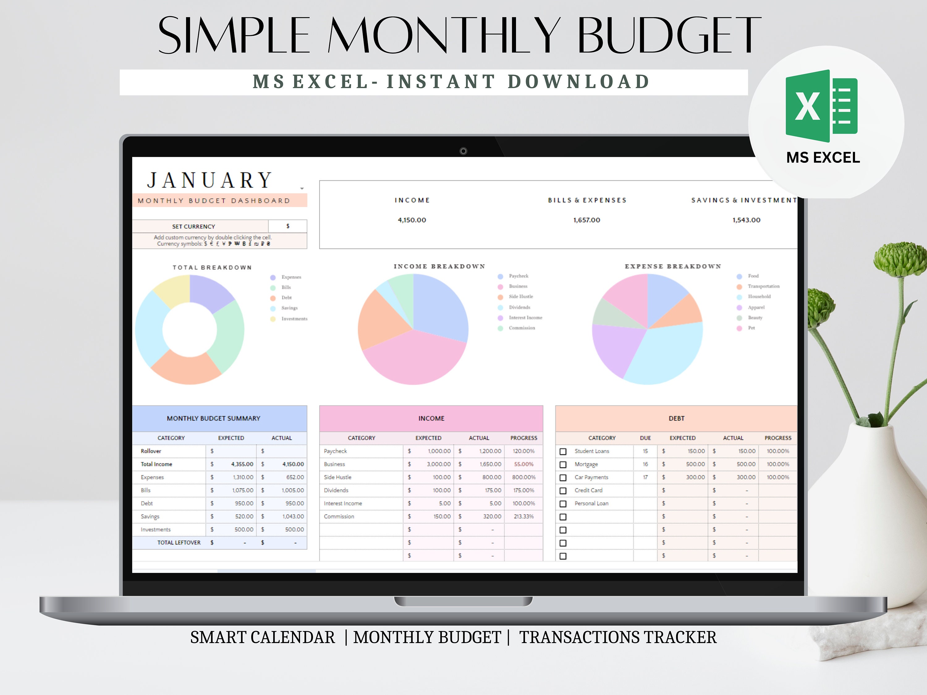 Excel Budget Planner, Budget Spreadsheet, Budget Template, Budget Sheet ...