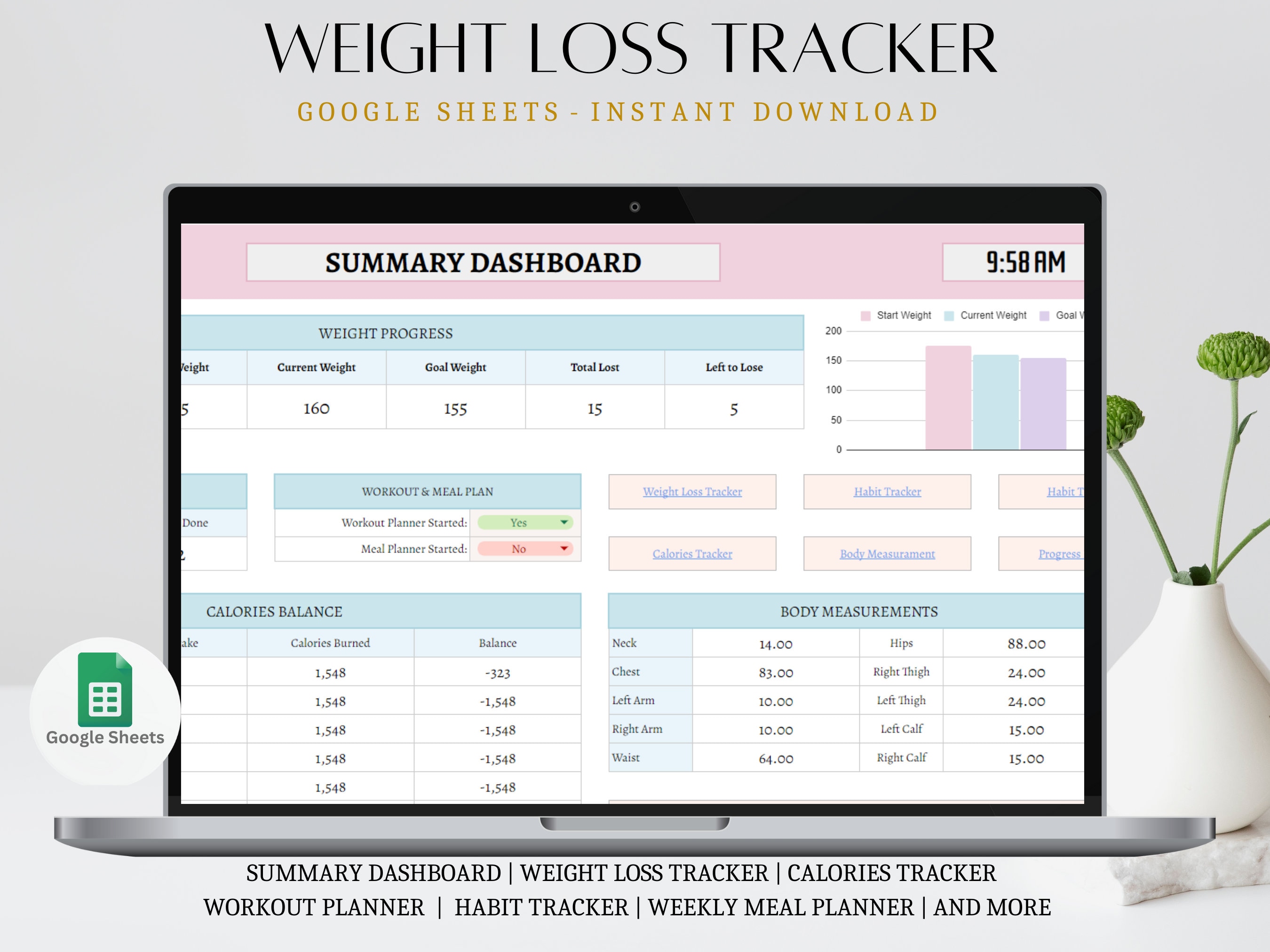 Weight Loss Tracker Spreadsheet Google Sheets Excel Weight Tracker ...