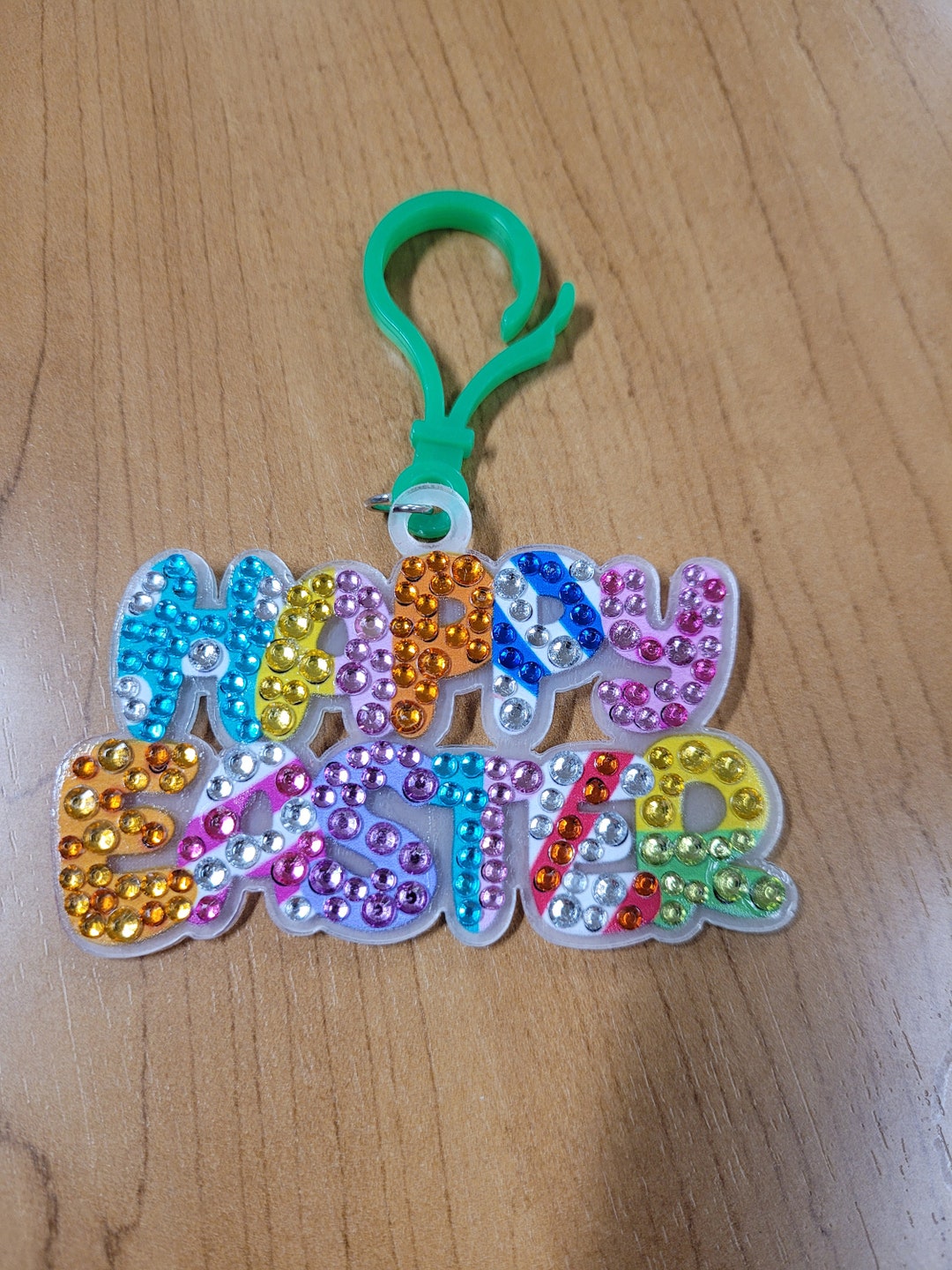 Happy Easter Bubble Letters Keychain - Etsy