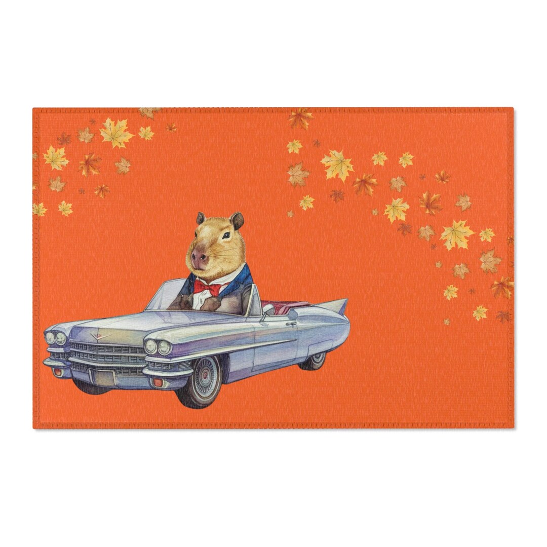 Cool Capybara in Classic Convertible Chenille Area Rug 36 X 24 Inches ...