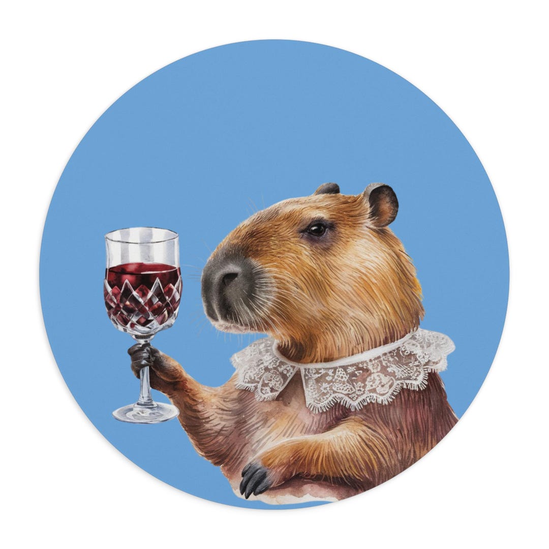 Quirky Capybara Holding Vintage Crystal Wine Glass Wearing Delicate ...