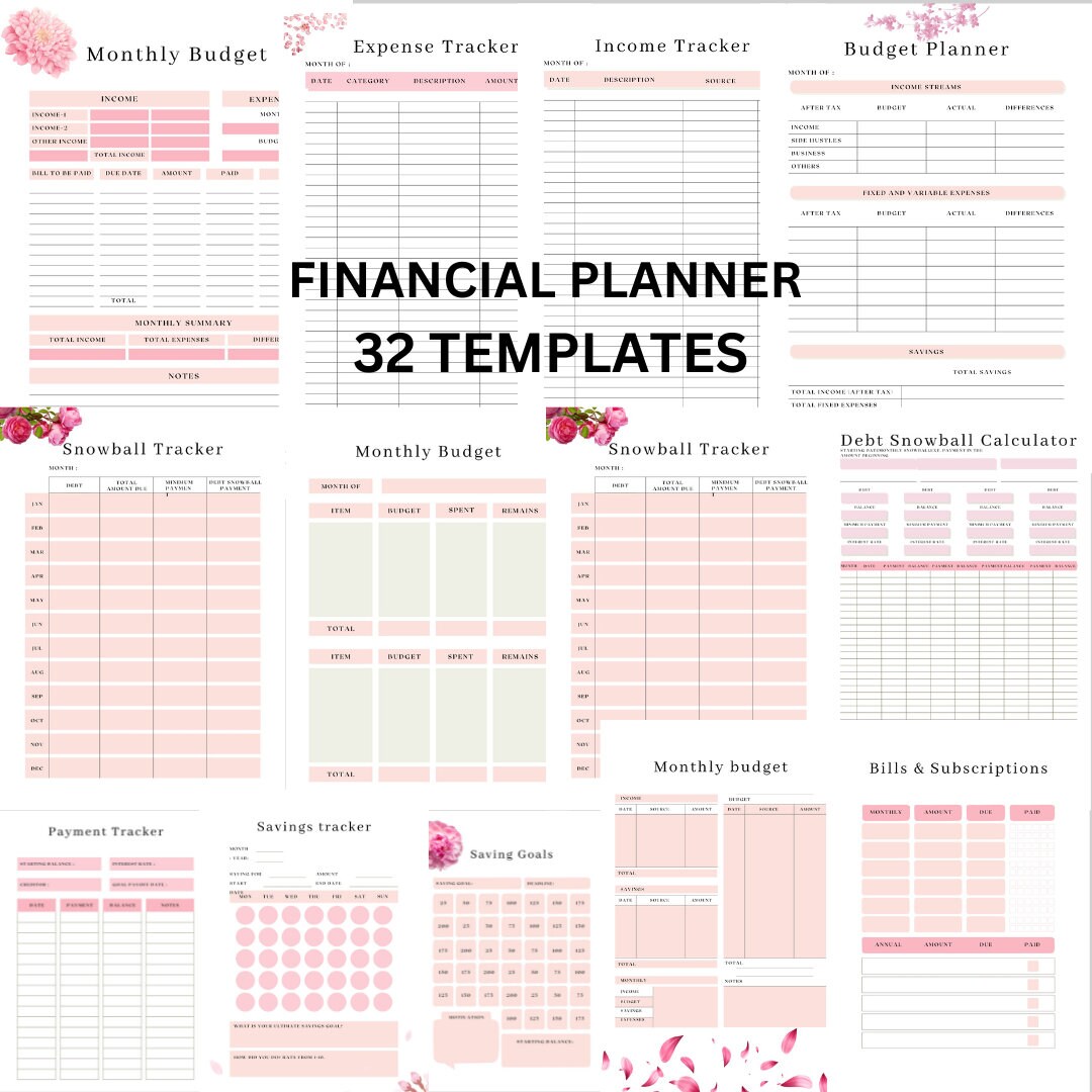 32 Printable Financial Budget Planner Budgeting Binder Finance Bundle ...