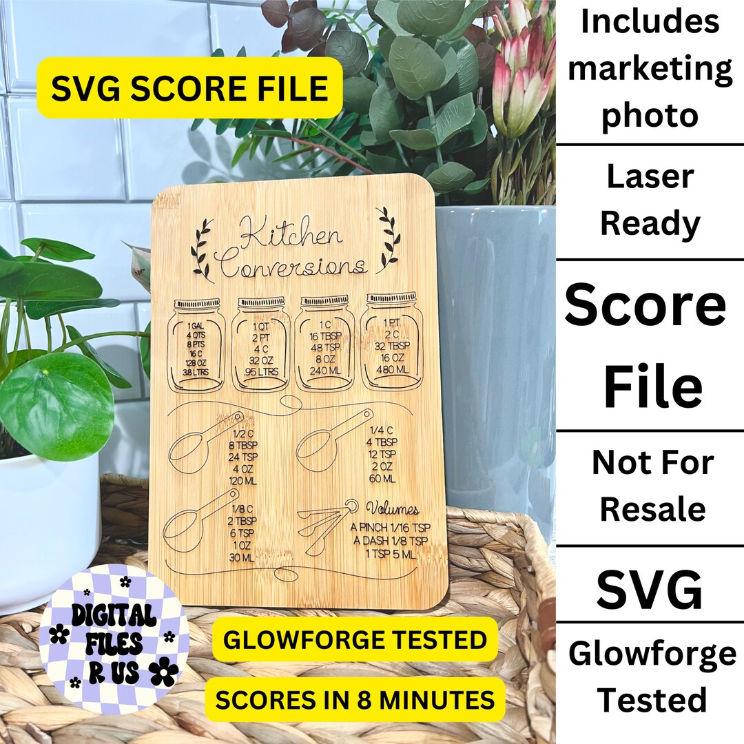 SCORE SVG Kitchen Conversions File | Laser File | Cut File | Score ...