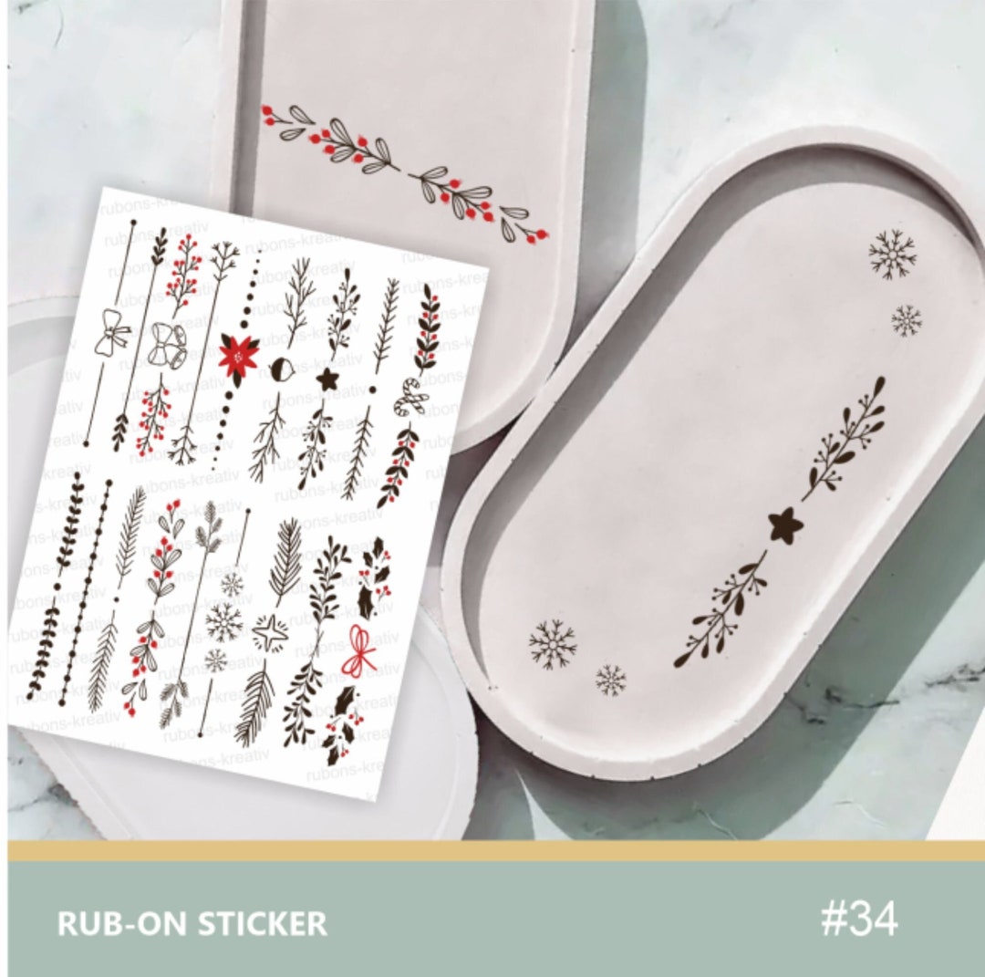 34 Weihnachtsbaumäste moderne randlose Rub Ons Sticker Weihnachten Deko auf Raysin, Keraflott ...