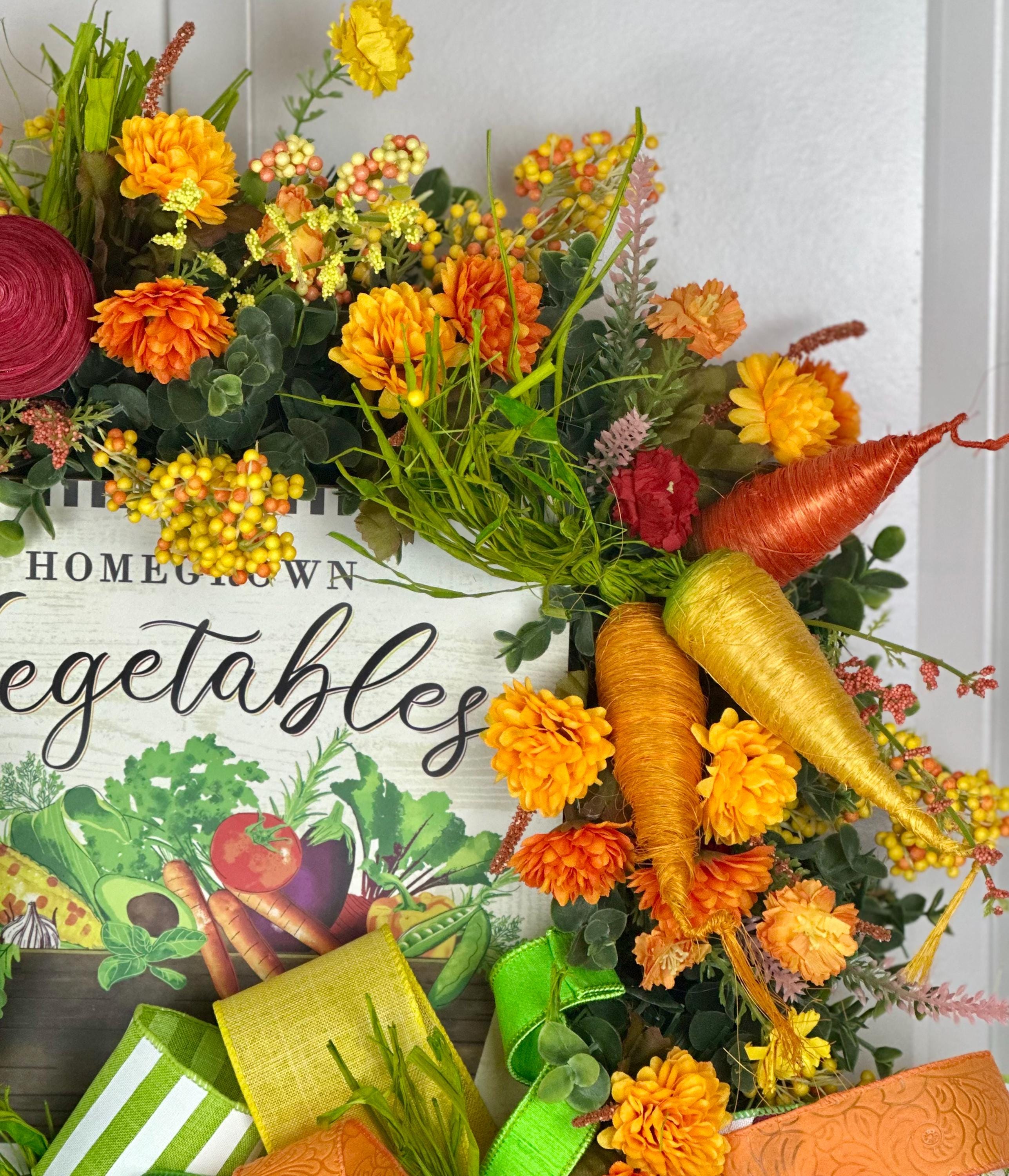 Vegetable Wreath: Faux Carrots, Beets, Cabbage - Garden Spring Decor - Etsy