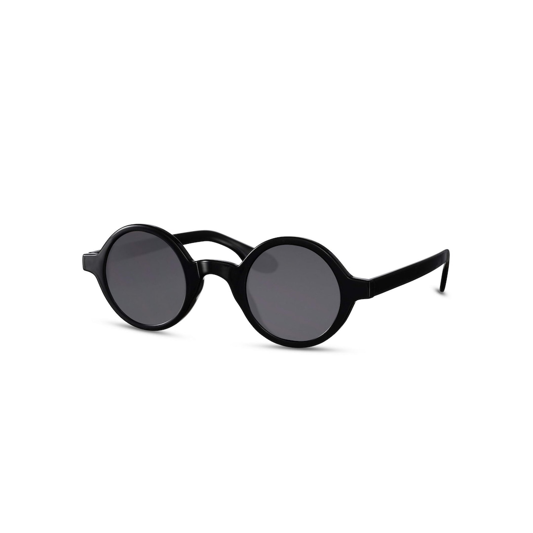 Vintage Black Circle Sunglasses UV Protection Classic Circle Frames Men ...