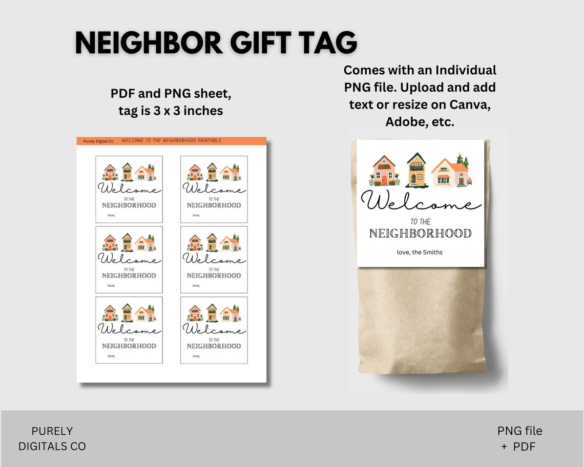 Welcome to the Neighborhood Gift Tag, New Home Printable Card, Editable ...