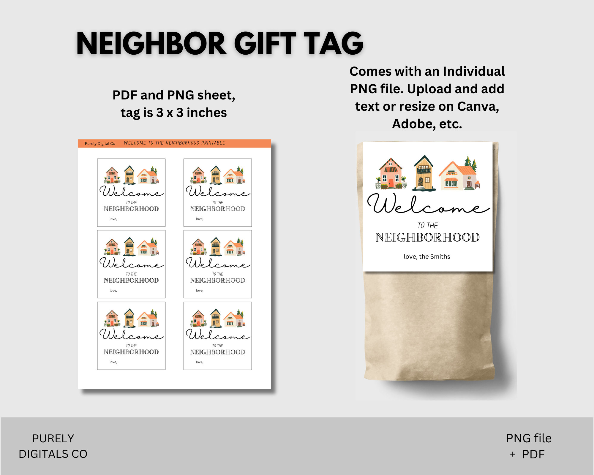 Welcome to the Neighborhood Gift Tag, New Home Printable Card, Editable ...