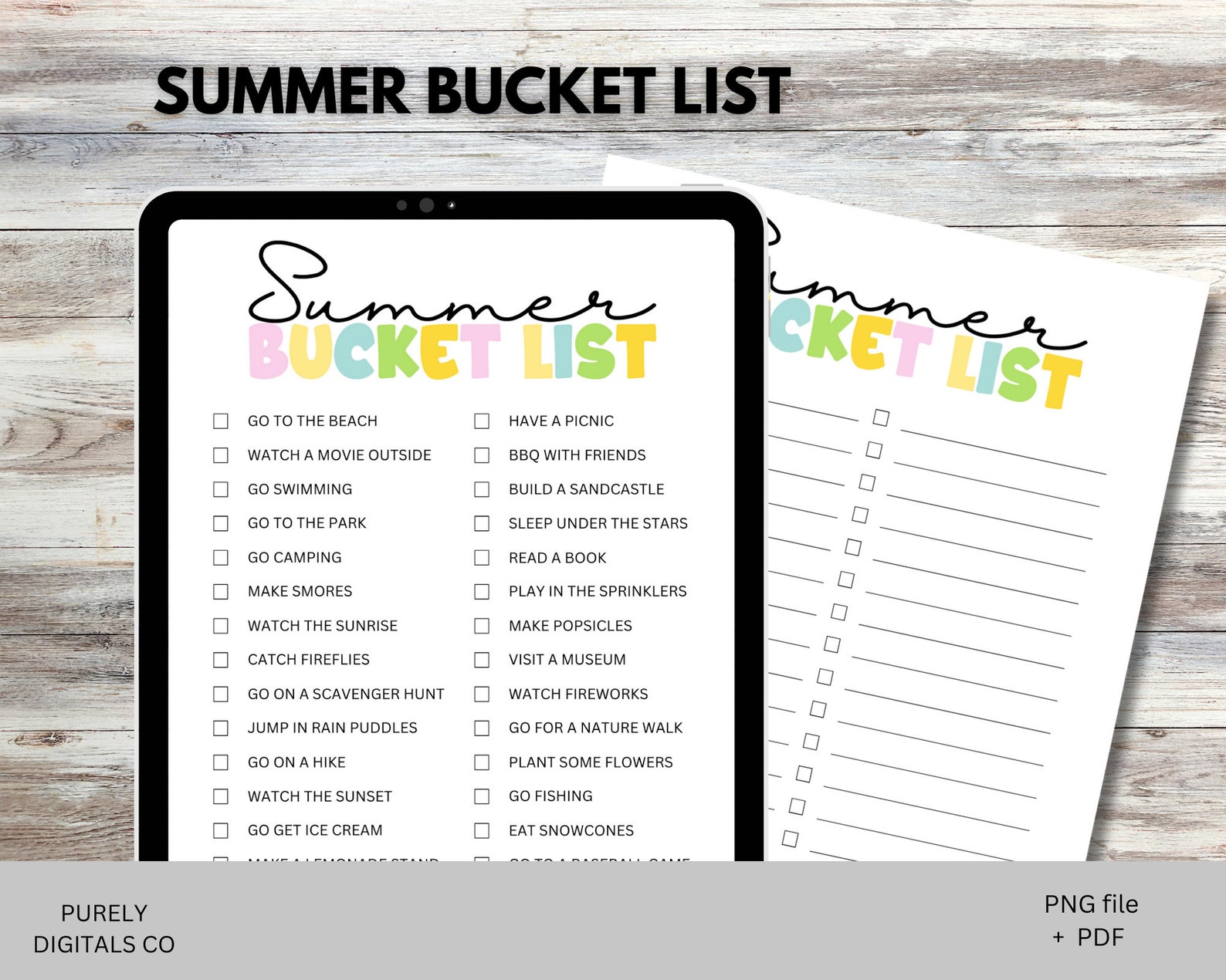 Editable Summer Bucket List, Printable Summer Kid Activities, Family ...