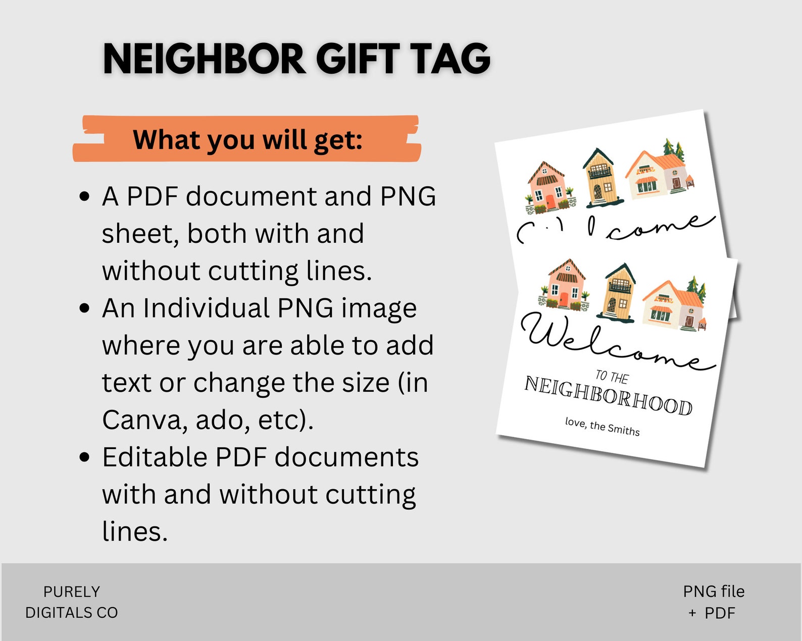 Welcome to the Neighborhood Gift Tag, New Home Printable Card, Editable ...