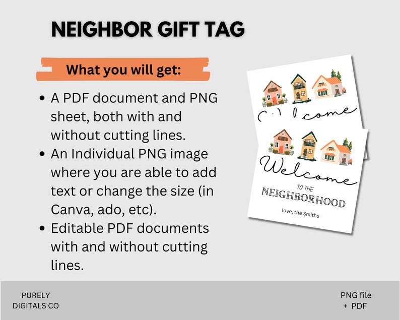 Welcome to the Neighborhood Gift Tag, New Home Printable Card, Editable ...
