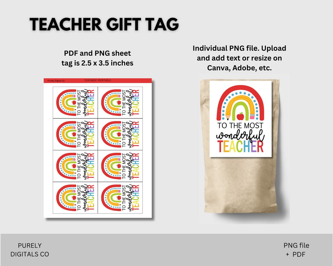 Teacher Gift Tag Printable, Teacher Appreciation Tag, Teacher Gift Tag ...