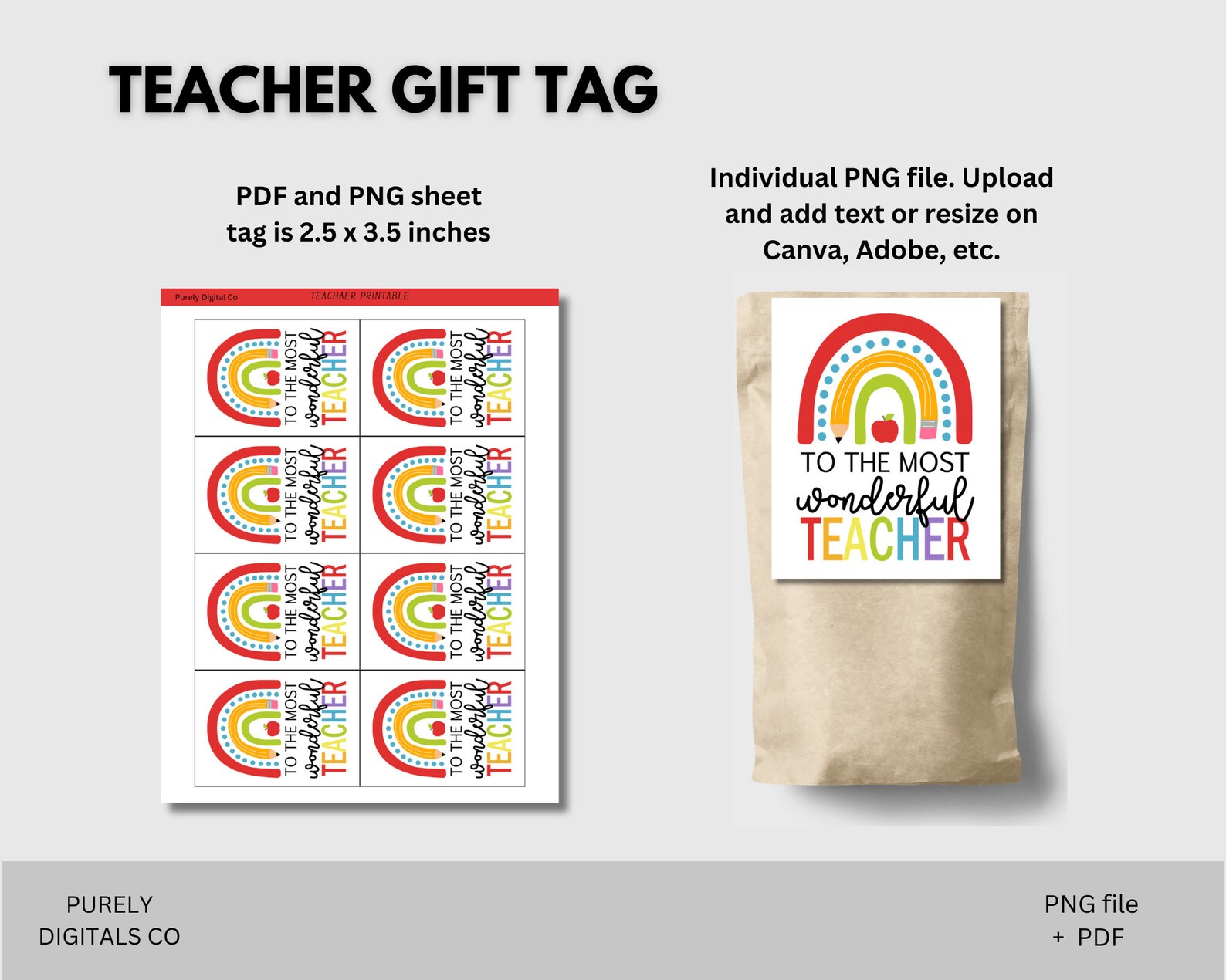 Teacher Gift Tag Printable, Teacher Appreciation Tag, Teacher Gift Tag ...
