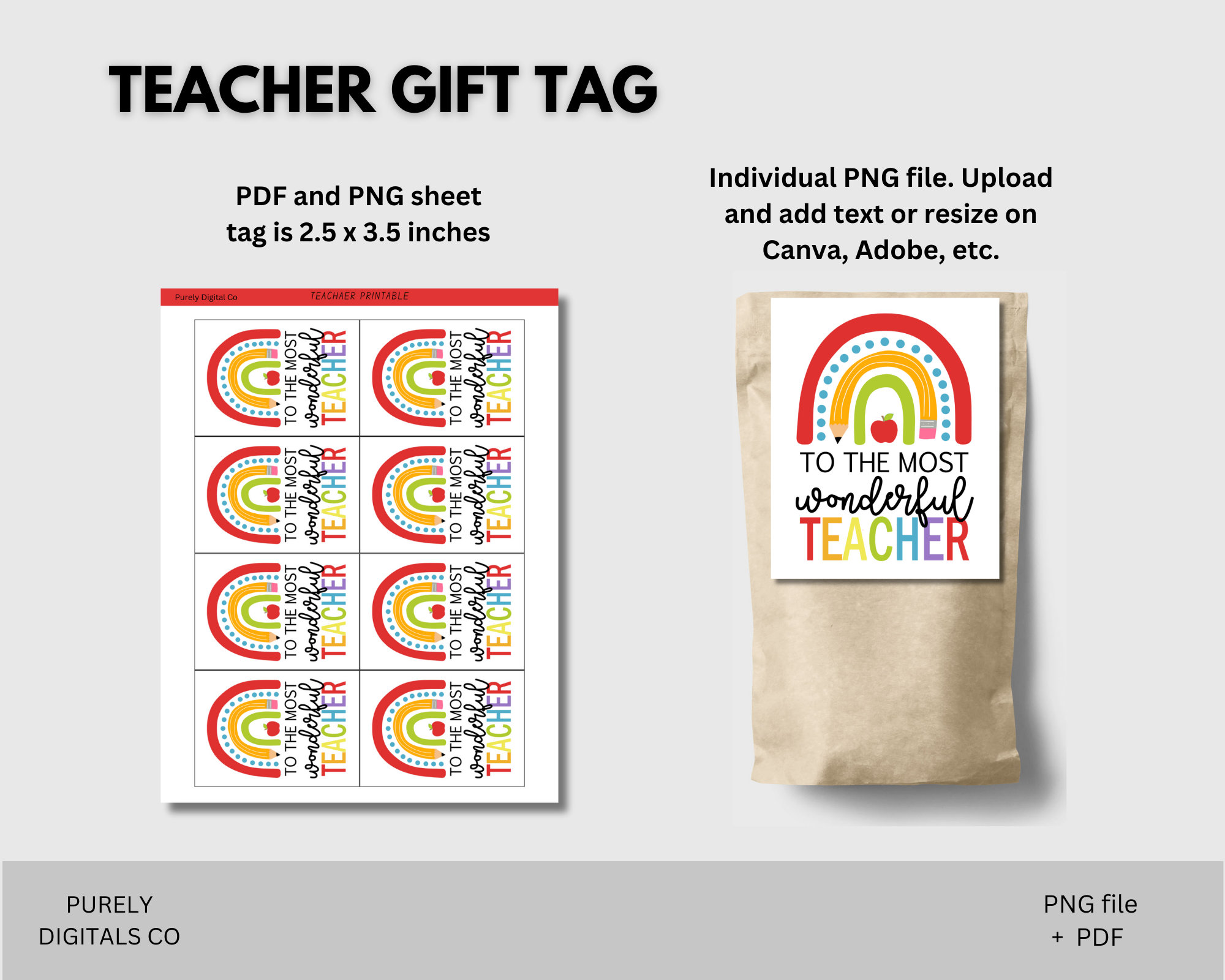 Teacher Gift Tag Printable, Teacher Appreciation Tag, Teacher Gift Tag ...