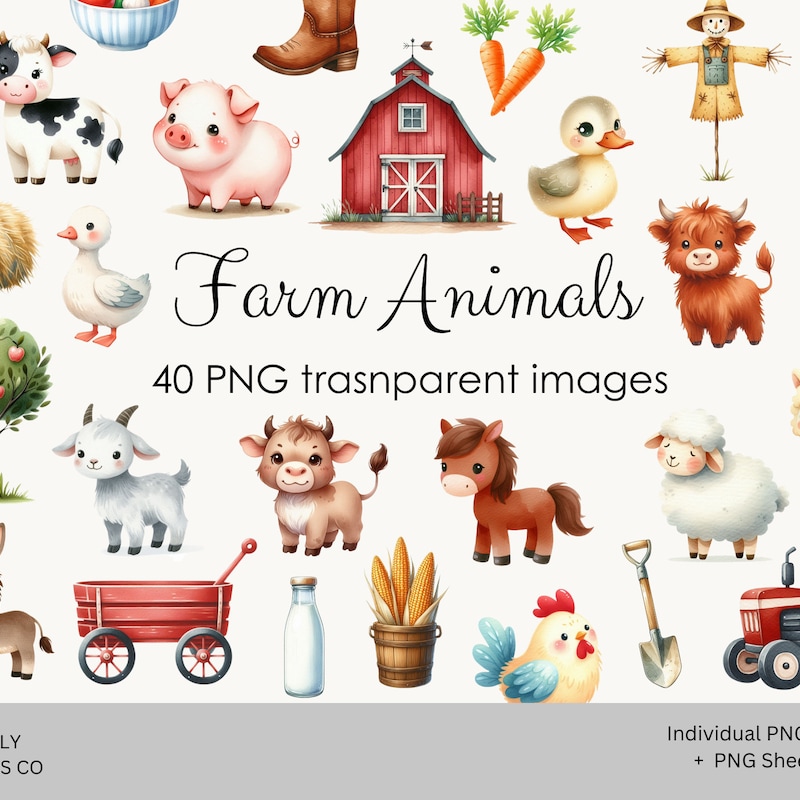 Farm Animal Clipart - Etsy