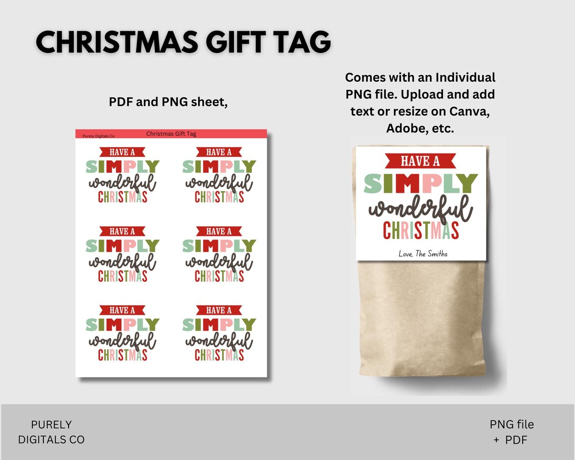 Cute Christmas Gift Tag, a Simply Wonderful Christmas Tag, Holiday ...