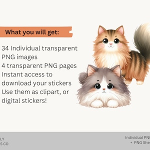 Cat Breeds Clipart, Cute Watercolor Png Images, Kitten Digital Stickers ...