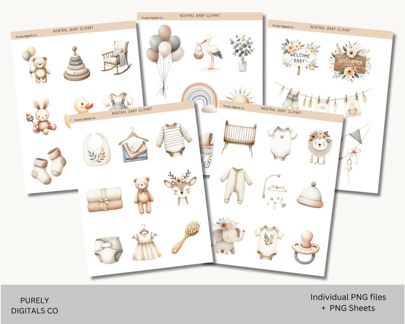 Neutral Baby Clipart, Nursery Watercolor Png Images, Baby Shower ...