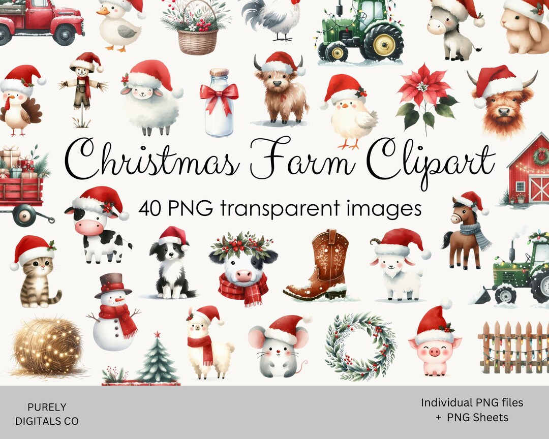 Cute Christmas Farm Clipart, Farm Animal Png Images, Christmas ...