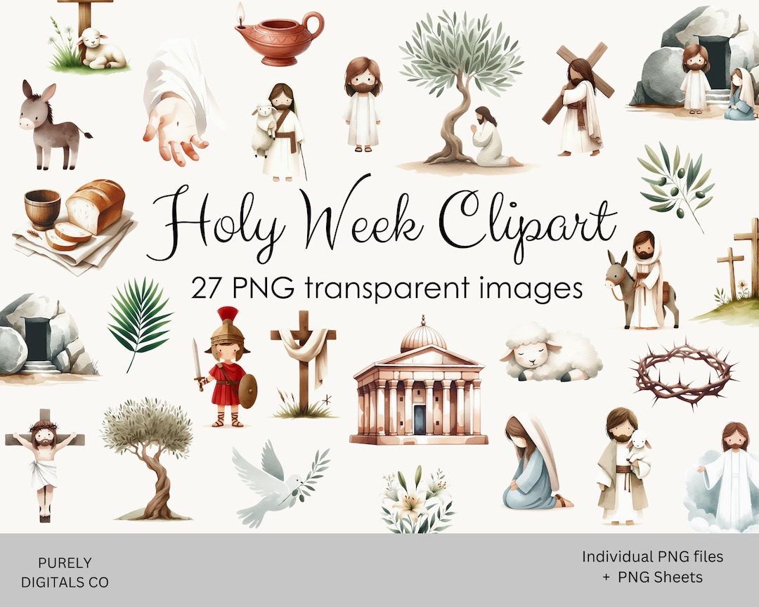 Holy Week Clipart, Religious Easter Art, Watercolor Png Images, Jesus ...