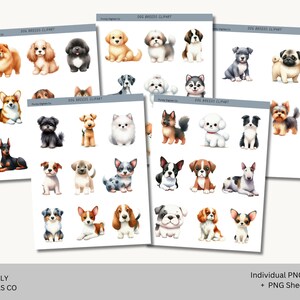 Dog Breeds Clipart, Watercolor Puppy Clip Art, Cute Dog Png Images, Pet ...