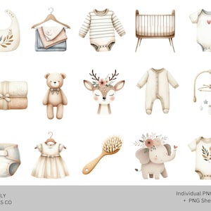 Neutral Baby Clipart, Nursery Watercolor Png Images, Baby Shower ...