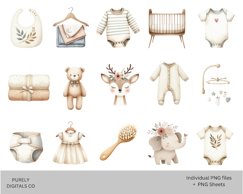 Neutral Baby Clipart, Nursery Watercolor Png Images, Baby Shower ...