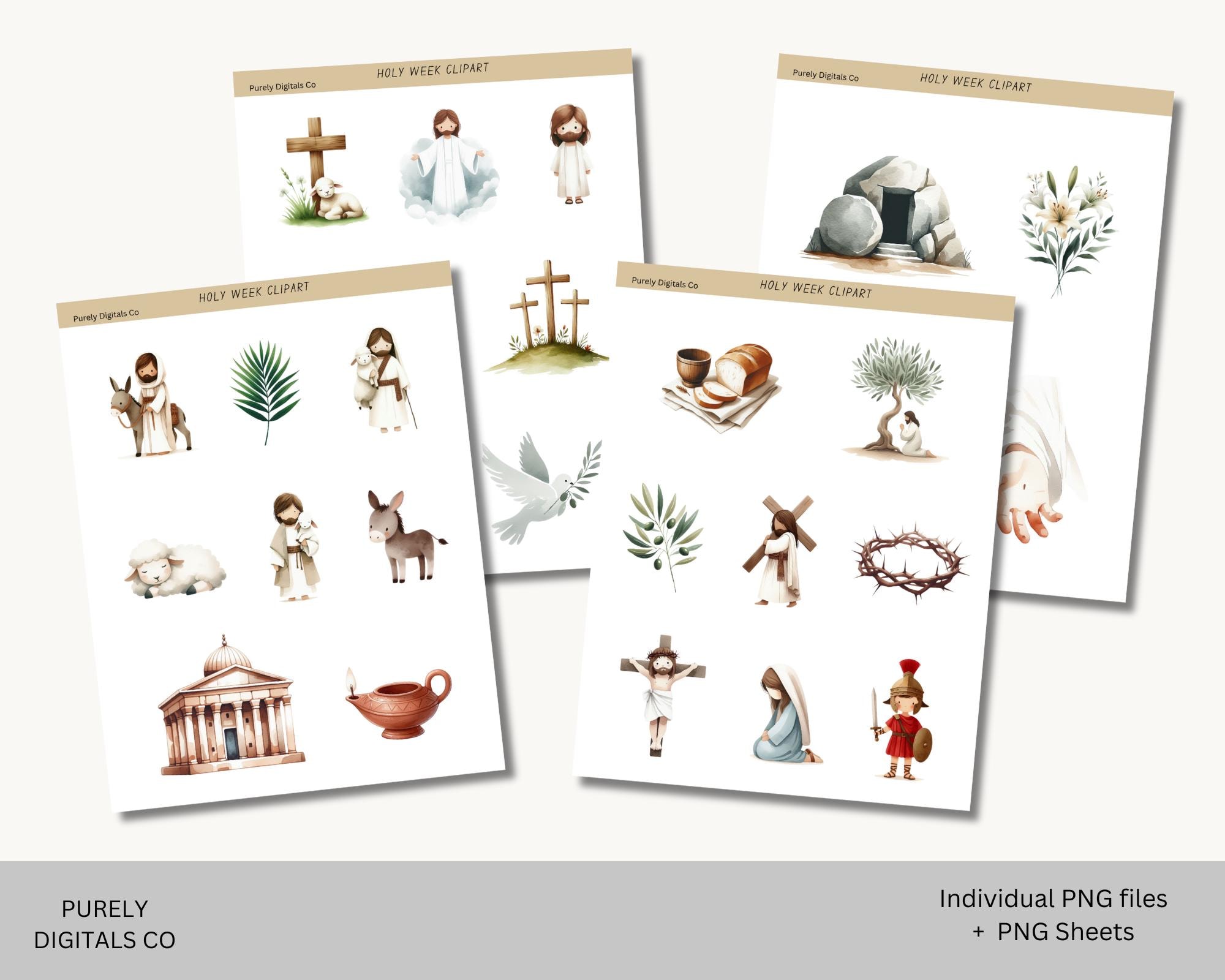 Holy Week Clipart, Religious Easter Art, Watercolor Png Images, Jesus ...