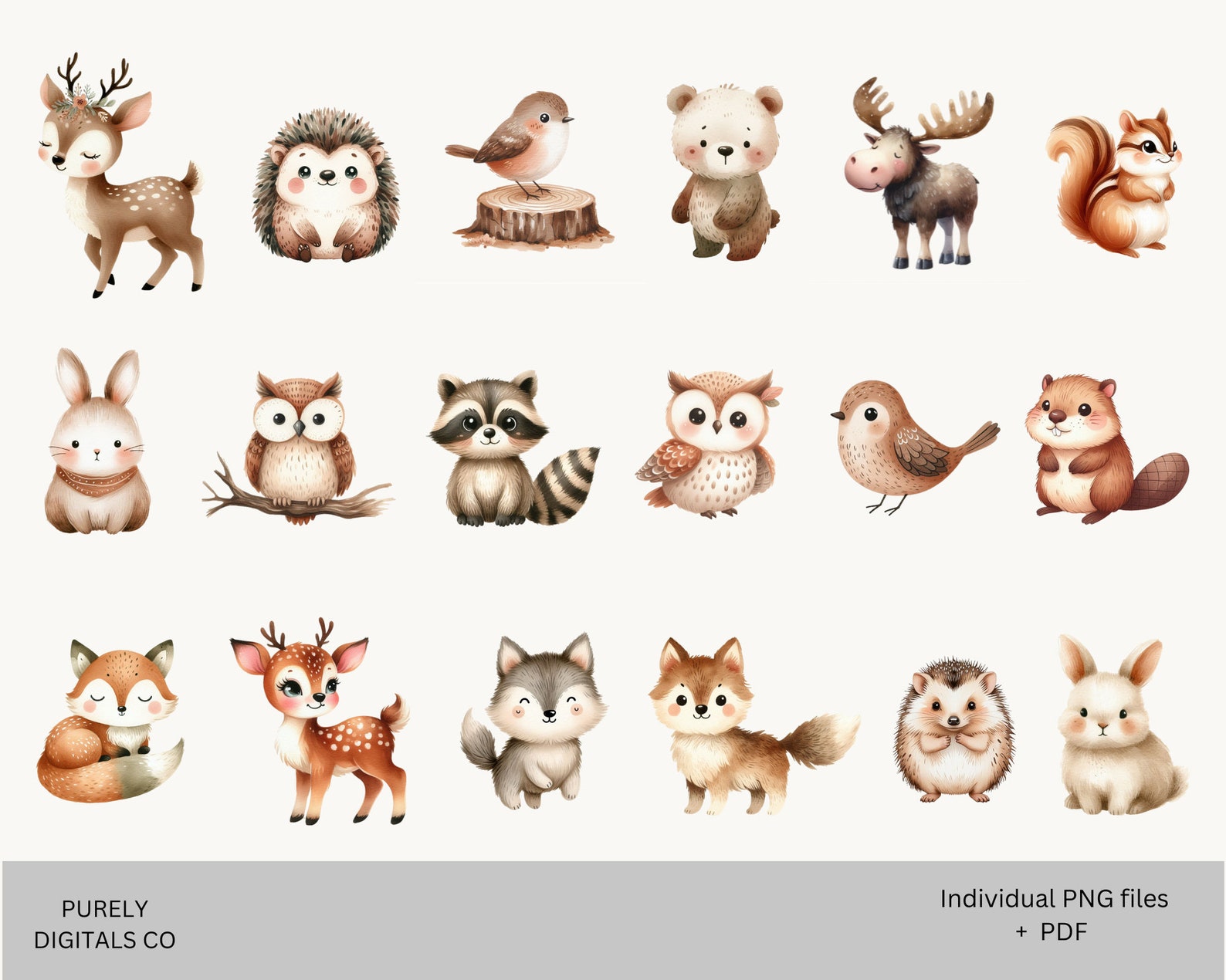 Woodland Animals Watercolor Clipart, Forest Animal Art Png, Nursery ...