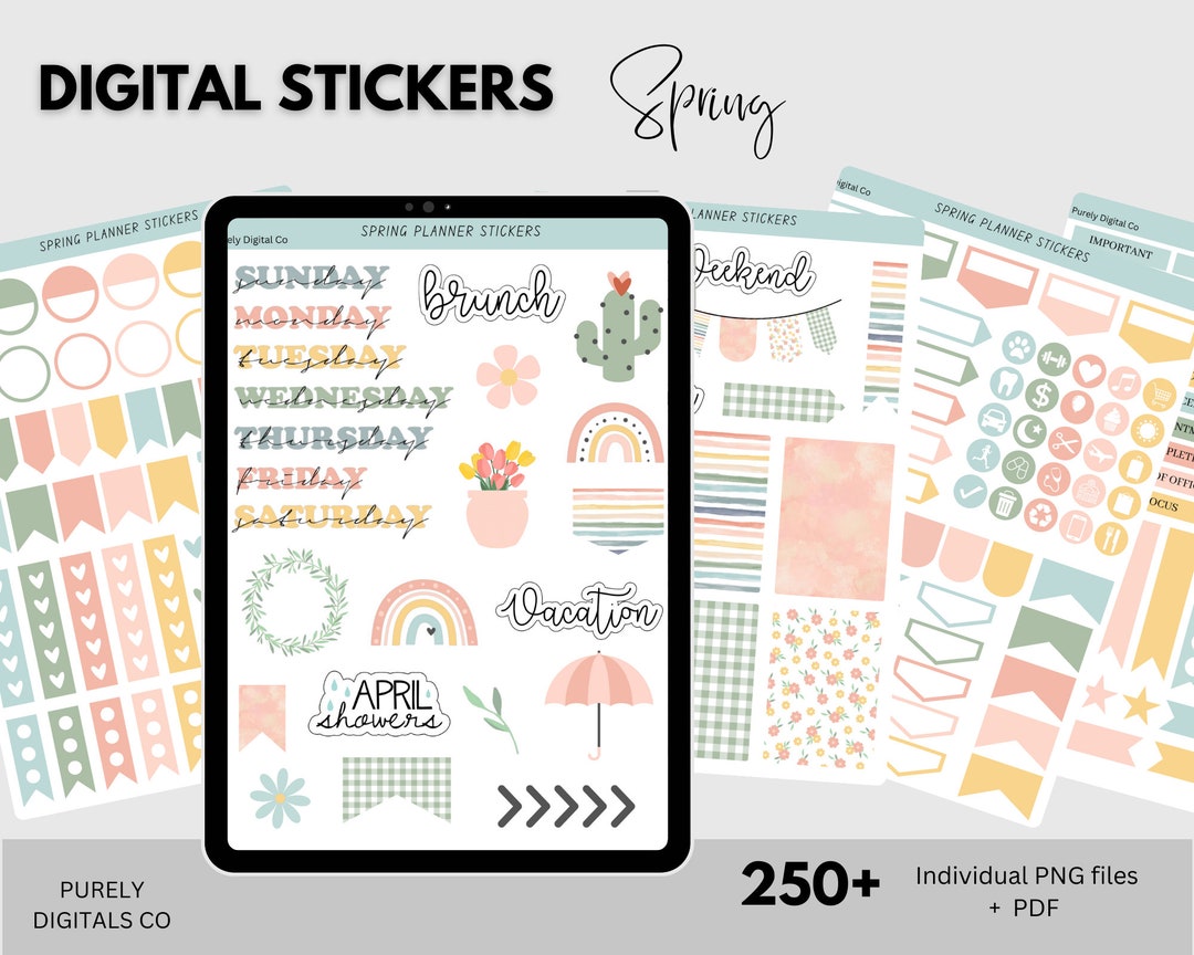 Spring Digital Planner Stickers, Digital Planning, Png Stickers ...