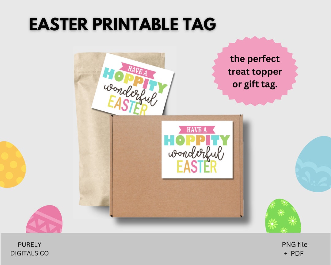 Hoppity Easter Tags, Printable Gift Tag, Easter Png, Easter Printables ...
