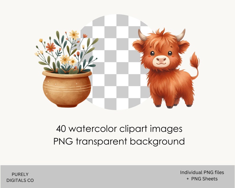 Cute Farm Animal Clipart, Watercolor Png Images, Barnyard Digital Clip ...