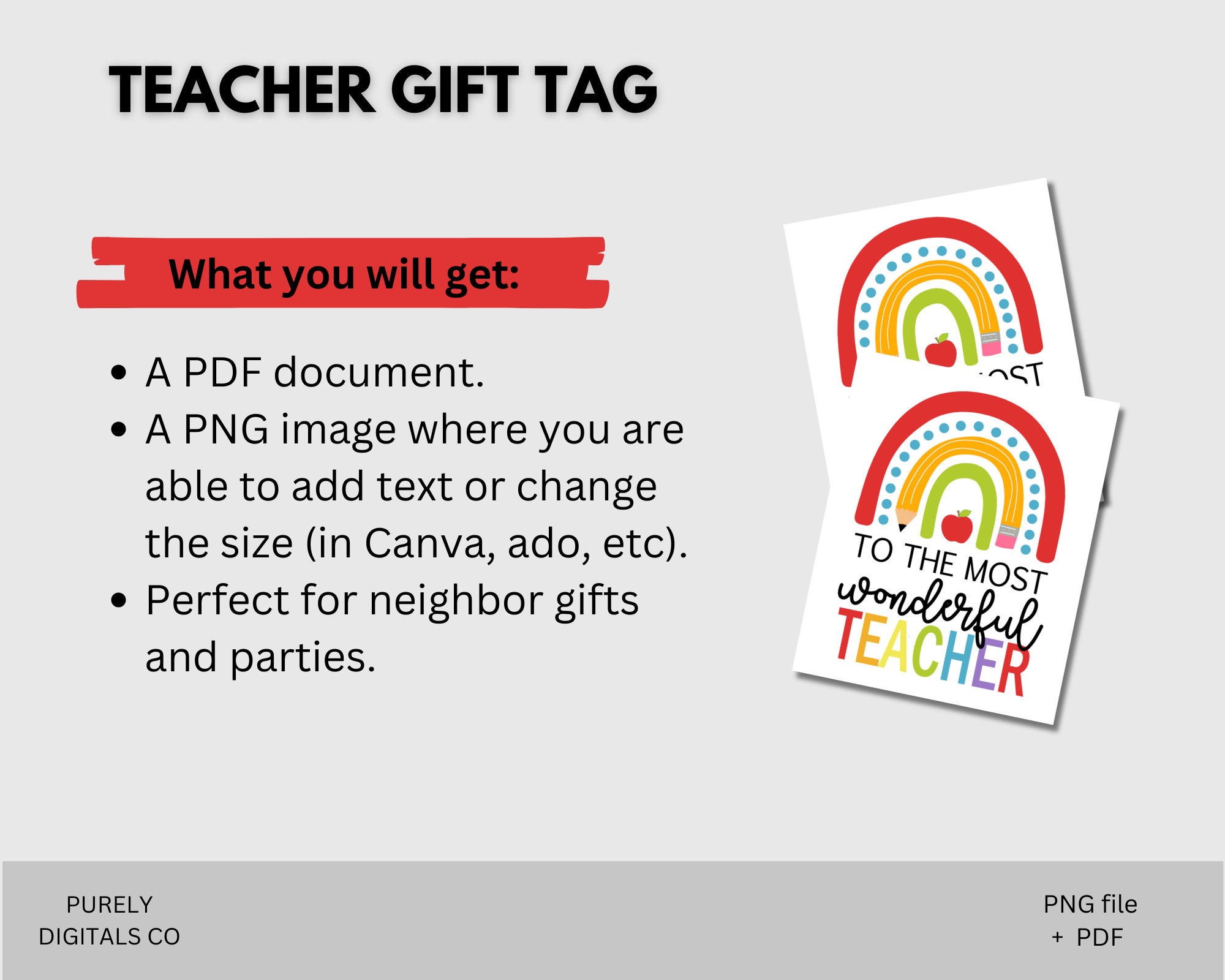 Teacher Gift Tag Printable, Teacher Appreciation Tag, Teacher Gift Tag ...