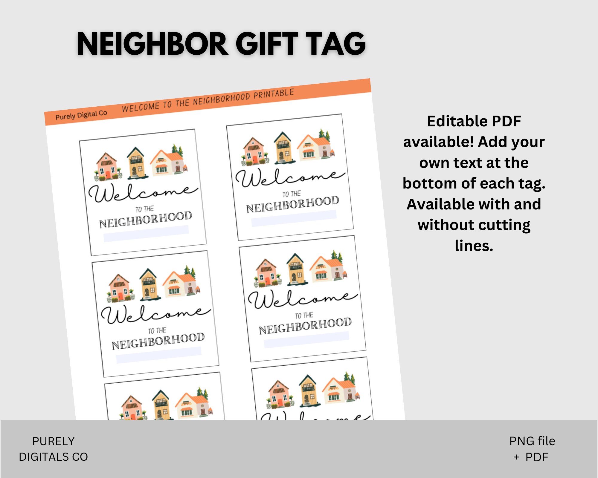 Welcome to the Neighborhood Gift Tag, New Home Printable Card, Editable ...
