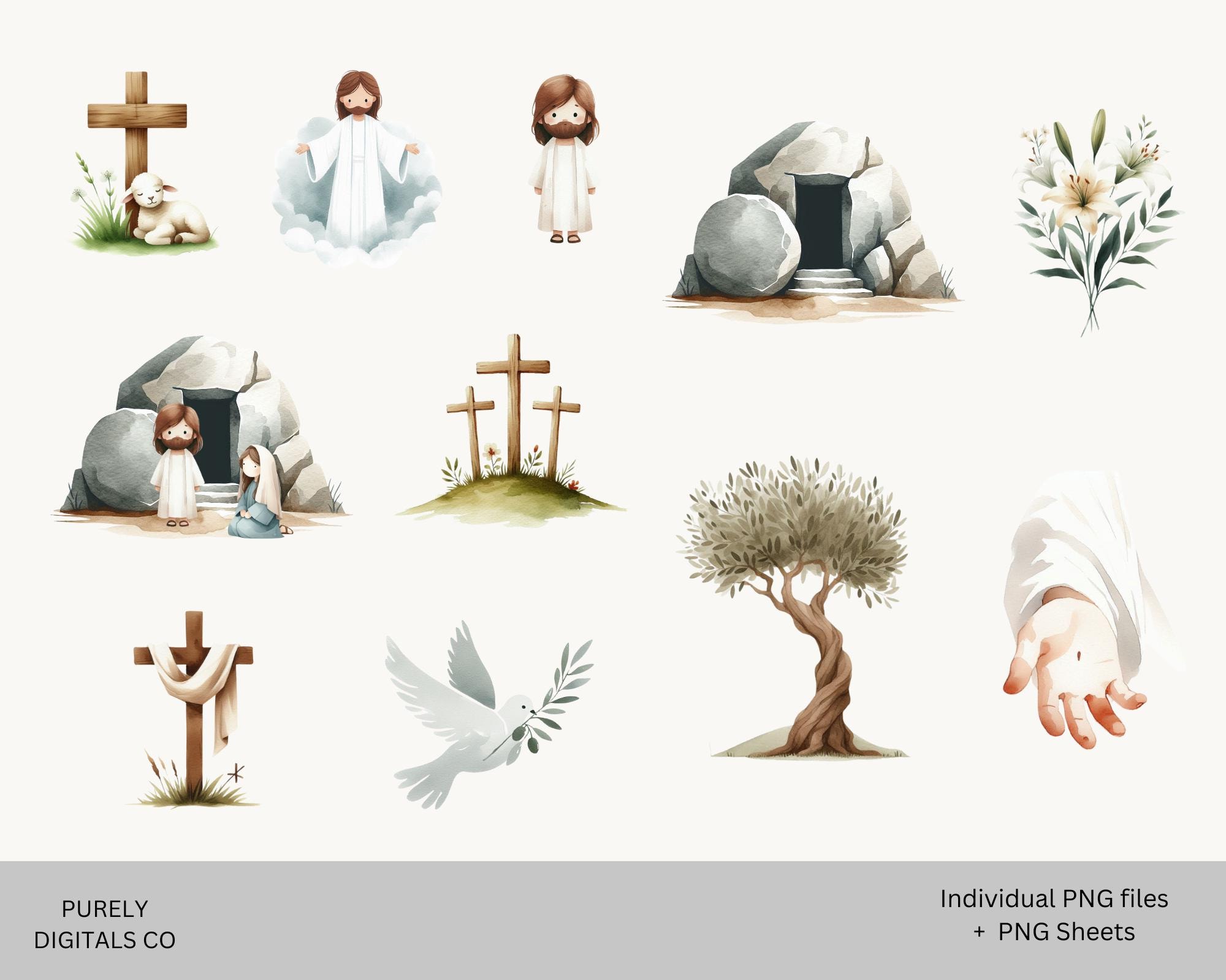 Holy Week Clipart, Religious Easter Art, Watercolor Png Images, Jesus ...