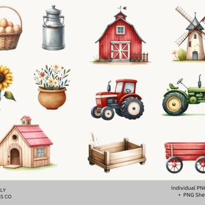 Cute Farm Animal Clipart, Watercolor Png Images, Barnyard Digital Clip ...