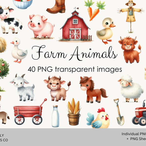 Farm Animal Clipart - Etsy