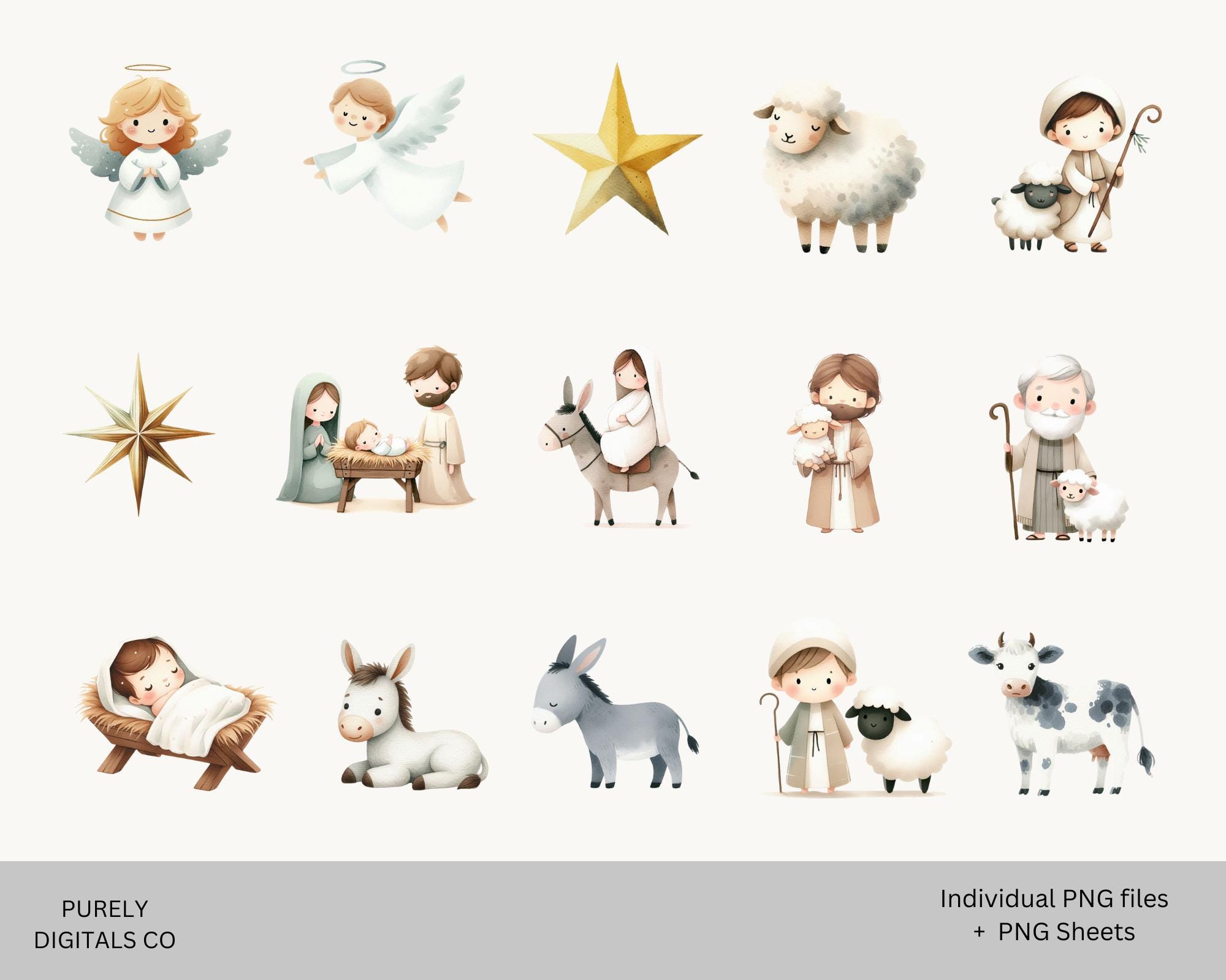 Cute Nativity Clipart, Watercolor Png Images, Baby Jesus Digital Clip ...