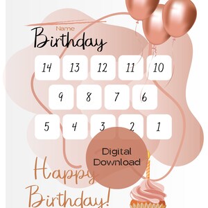 Pink Cupcake Birthday Countdown, Days Until Birthday Countdown, Instant ...