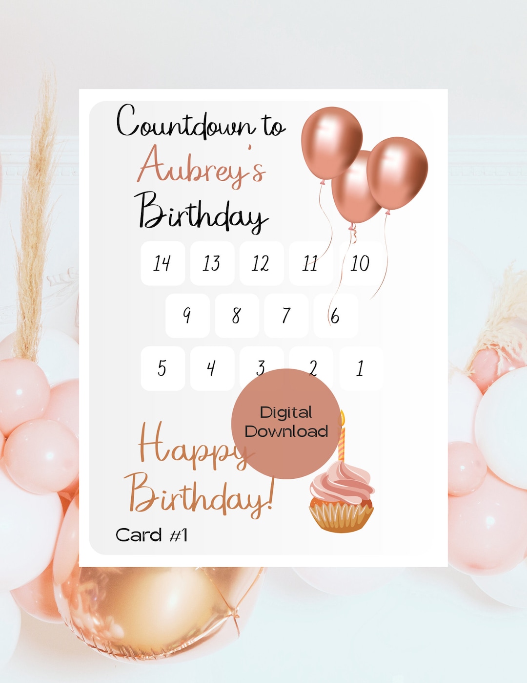 Cupcake Birthday Countdown, Days Until Birthday Countdown, Personalized Digital Download - Etsy