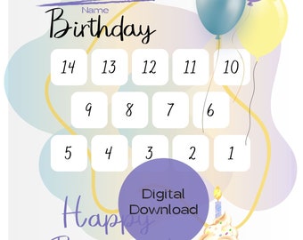 Pink Cupcake Birthday Countdown, Days Until Birthday Countdown, Instant ...