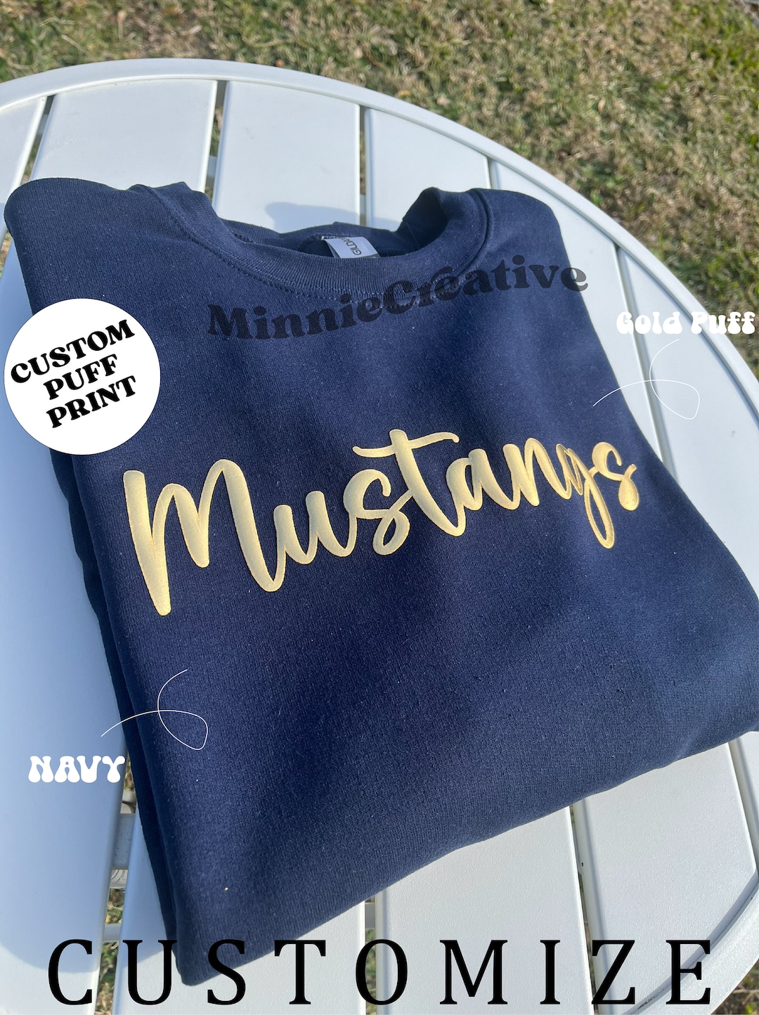 Custom Puff Print Team Name Sweatshirt, Custom School Mascot Sweatshirt ...