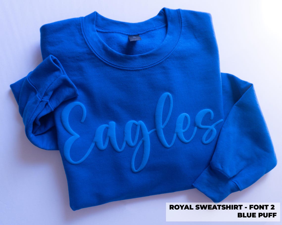 Custom Puff Team Name Sweatshirt | 3D Puff Logo Crewneck | Personalized ...