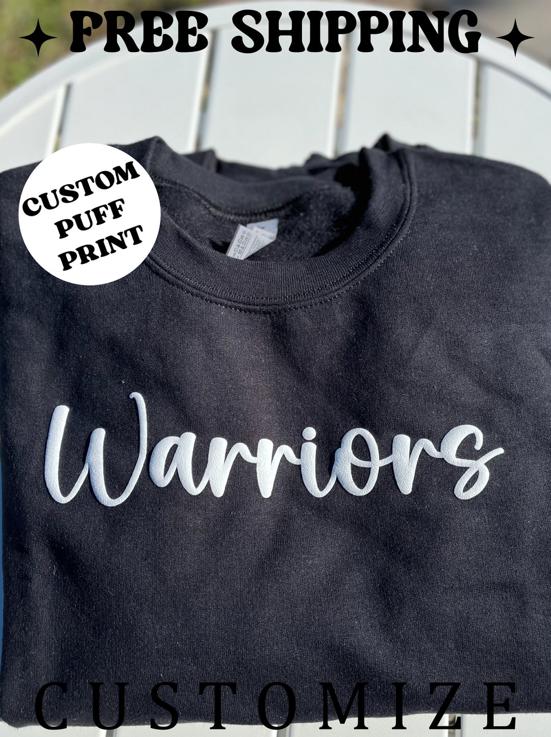 Puff Print Custom Team Name Sweatshirt, Scool Mascot Sweatshirt Shirt ...