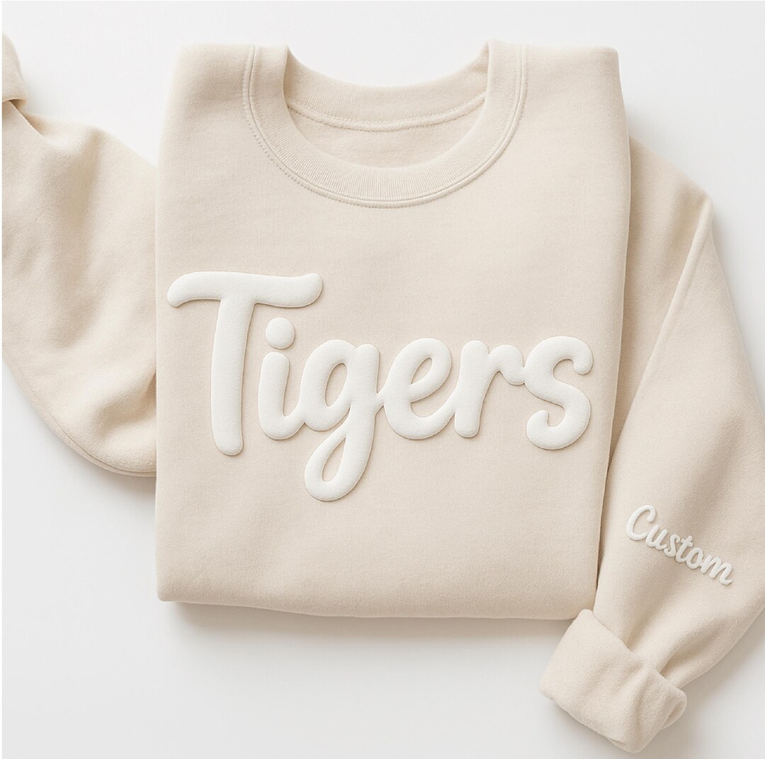 Custom Puff Team Name Sweatshirt | 3D Puff Logo Crewneck | Personalized ...