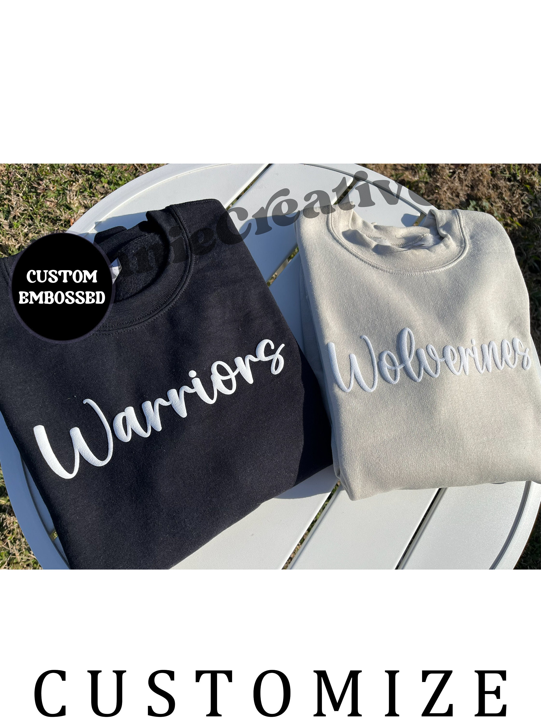 Custom Team Name Sweatshirt, Mascot Sweatshirt, Puff Print, Embossed ...