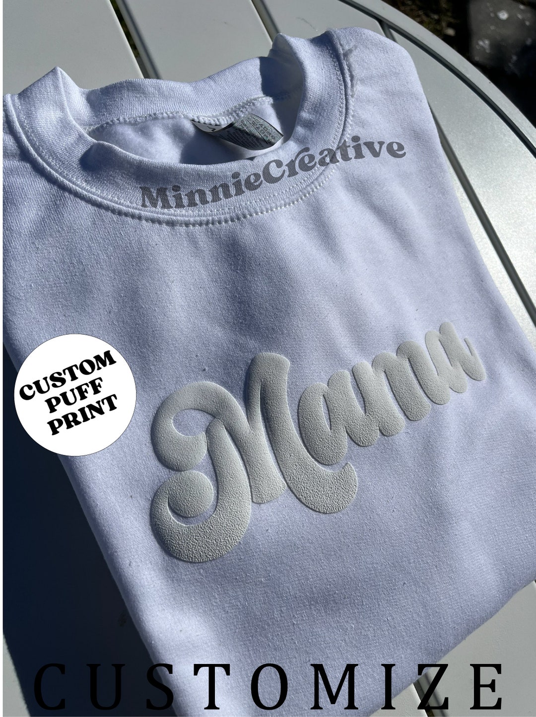 MAMA Puff Design Sweatshirt With Name on Sleeve| Puff Design Sweatshirt ...