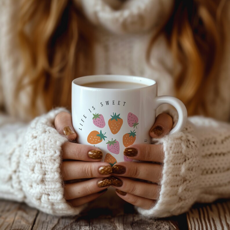 Boho Flower Mug, Vintage Floral Mug, Boho Flower Mug, Life is Sweet ...
